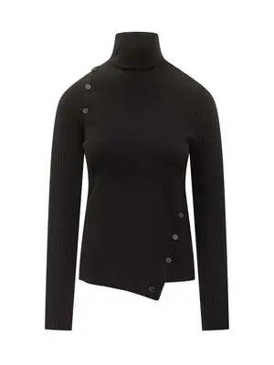 COURREGES Chunky Knit Turtleneck Sweater - Black