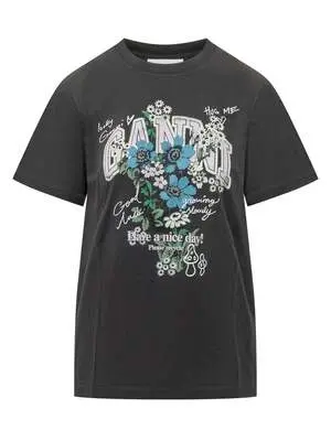 GANNI Basic Flower Graphic T-shirt