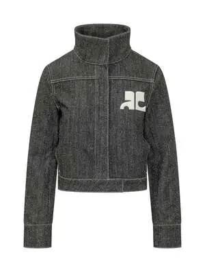COURREGES Denim Tweed Jacket - Black