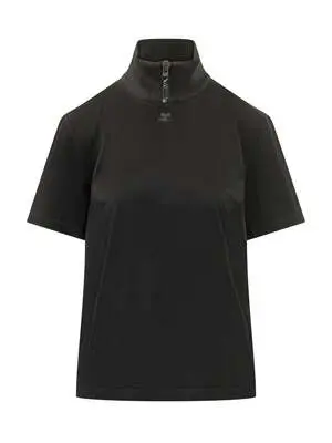 COURREGES Rib Collar T-shirt - Black