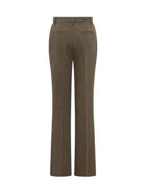 GANNI Wool Straight Paint Pants - Canteen