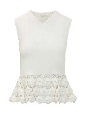 GANNI Textured Floral Blouse