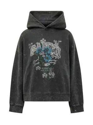 GANNI Cropped Hoodie - Phantom