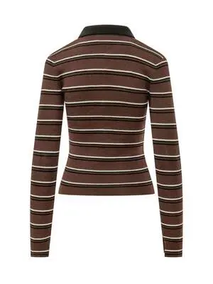 GANNI Ribbed Merino Polo - Multicolor