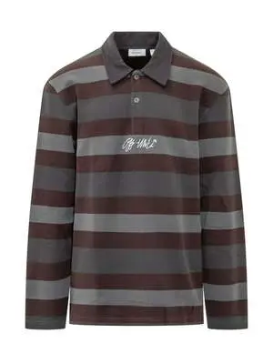 Off-White Long-sleeve Stroke Polo Shirt - Multicolor