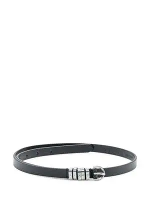 Pinko Logo Signature Leather Belt - Nero Limousine Silver