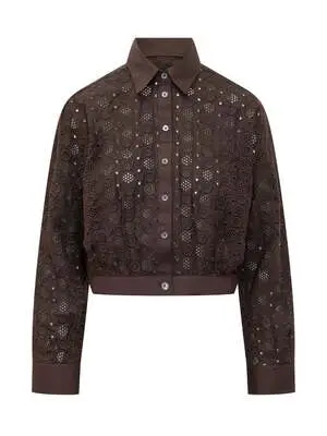 Pinko Embroidered Cut-out Detail Mini Shirt