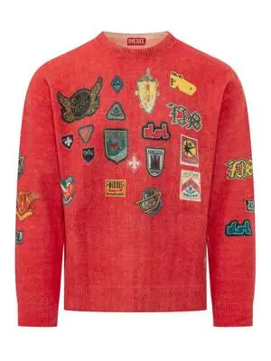 DIESEL® K-paint Graphic Knit Sweater - Rosso