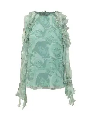 Pinko Silk Floral Print Blouse - Mult.verde/grigio