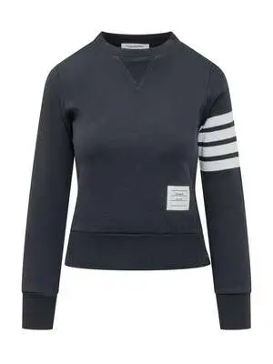 Thom Browne Quattro Band Crewneck Sweatshirt - Navy