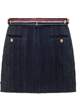 Thom Browne Tweed Mini Skirt With Rwb Detail