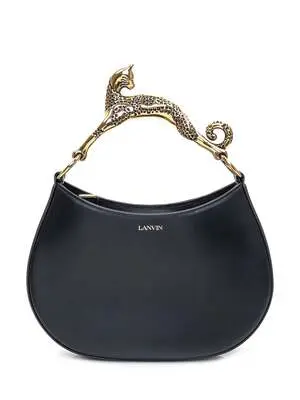 LANVIN Hobo Handbag With Cat Handle - Black