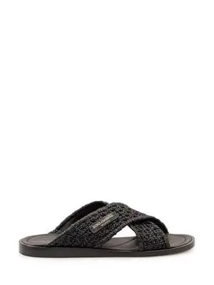 Dolce & Gabbana Raffia Detail Sandal - Nero/nero