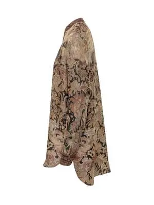 PIERRE-LOUIS MASCIA Aloe Silk-blend Mini Shirt - Marrone