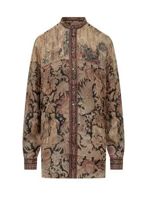PIERRE-LOUIS MASCIA Aloe Silk-blend Mini Shirt - Marrone