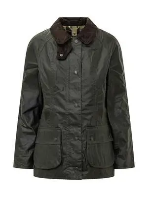 Barbour Cotton Cerato Jacket With Contrast Collar And Flap Pockets - Sage