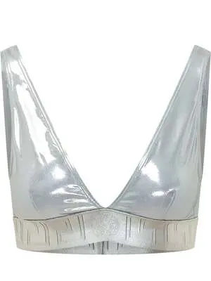 Versace Mini Metallic Bikini Top - Silver