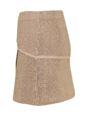 ANDREĀDAMO Sparkling Mini Skirt With Strass Detailing - Nude