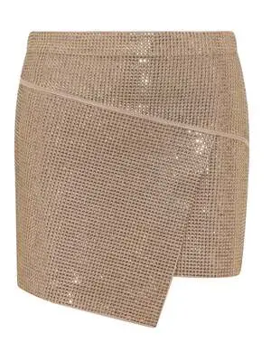 ANDREĀDAMO Strass Detailing Mini Skirt - Nude