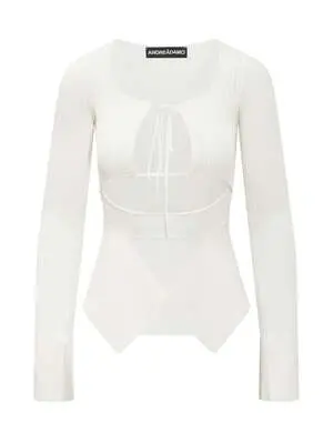 ANDREĀDAMO Chic Stretch Top - Ivory