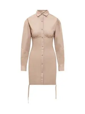 ANDREĀDAMO Ribbed Midi Dress - Beige