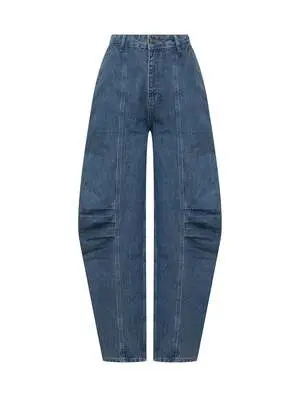 ROTATE BY BIRGER CHRISTENSEN Cargo Denim Jeans - Medium Blue Denim