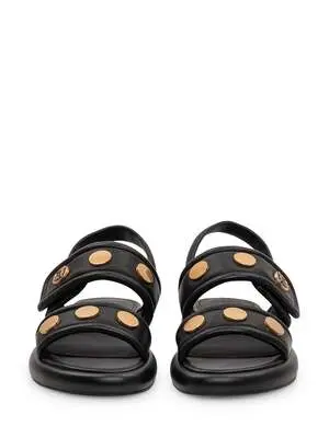 Pinko Metallic Accent Leather Slide Sandals