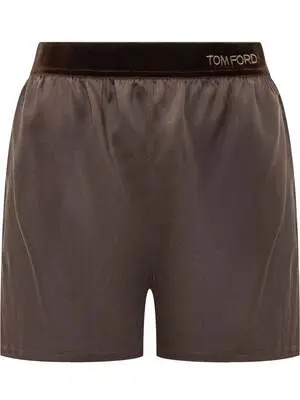 TOM FORD Tom Ford Silk Satin Pajama Shorts Espresso