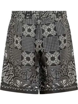 Amiri Mini Check Silk Shorts - Black