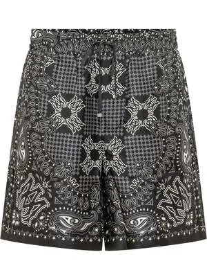 Amiri Mini Check Silk Shorts - Black