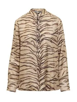 Stella McCartney Silk Tiger Print Shirt - Natural