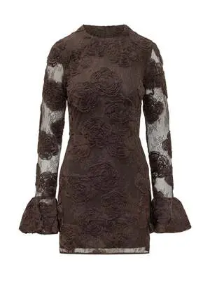ROTATE BY BIRGER CHRISTENSEN 3d Flower Midi Dress