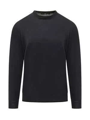 FILIPPO DE LAURENTIIS Giro Neck Wool Merino Sweater - Navy