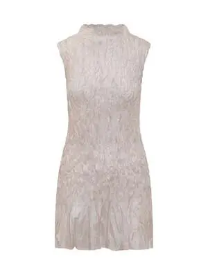 GONGDID DESIGN Sleeveless High Neck Mini Dress - Pink