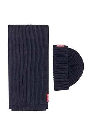 Dsquared2 Ribbed Beanie And Scarf Ensemble