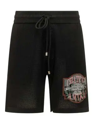 Amiri Mini Casual Shorts With Decorative Front Embroidery - Black