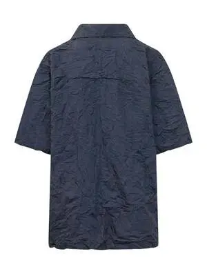 GONGDID DESIGN Sleek Sleeves Cut Shirt With Front Closure - Navy