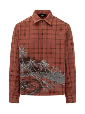 Amiri Sequin Palms Long-sleeve Shirt - Red