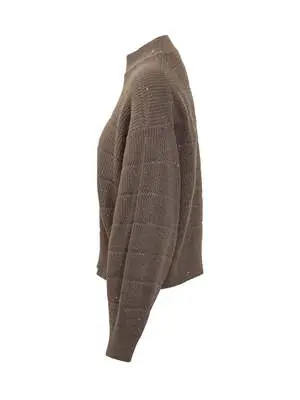 Brunello Cucinelli Cashmere And Wool Blend Pullover With Paintillettes