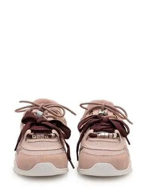 Pinko Stylish Mesh Sneakers With Metallic Accents - Pink