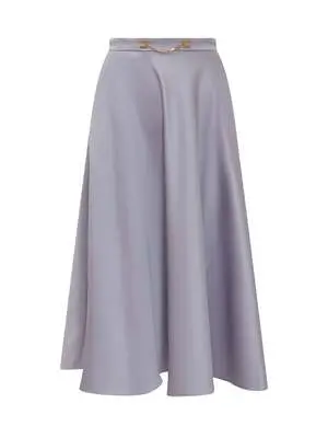 Elisabetta Franchi Midi Flared Skirt With Chain Detail