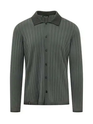 AROVESCIO Ribbed Knit Shirt With Collared Neck