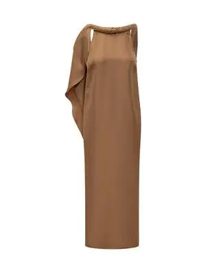 Loulou De Saison Silk Lungo Jumpsuit With Intricate Neckline