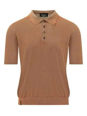 AROVESCIO Button-front Cut-sleeve Polo Shirt
