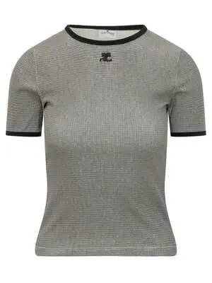 COURREGES Chic Houndstooth Mini T-shirt - Houndstooth/black