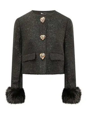 SELF-PORTRAIT Metallic Bouclé Loop Jacket - Black