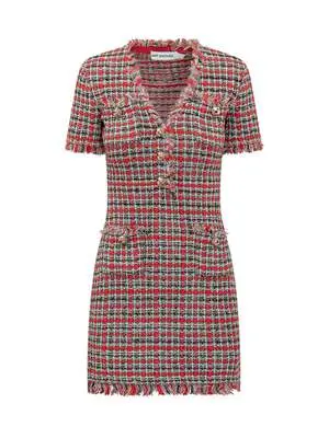 SELF-PORTRAIT Check Frayed Dress