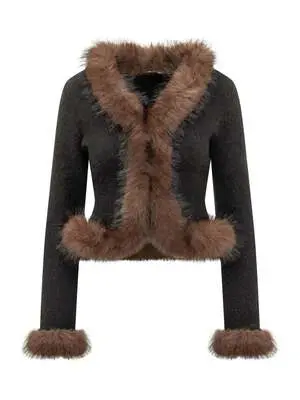 SELF-PORTRAIT Alpaca-blend Knit Cardigan - Black