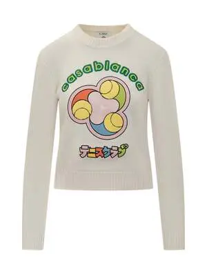 Casablanca Pullover With Tennis Club Embroidery - Panna
