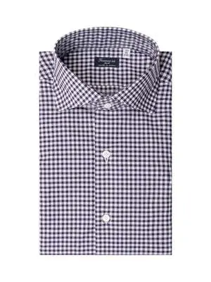 FINAMORE 1925 Classic Quadri Shirt With Cthessico Collar - Bianco